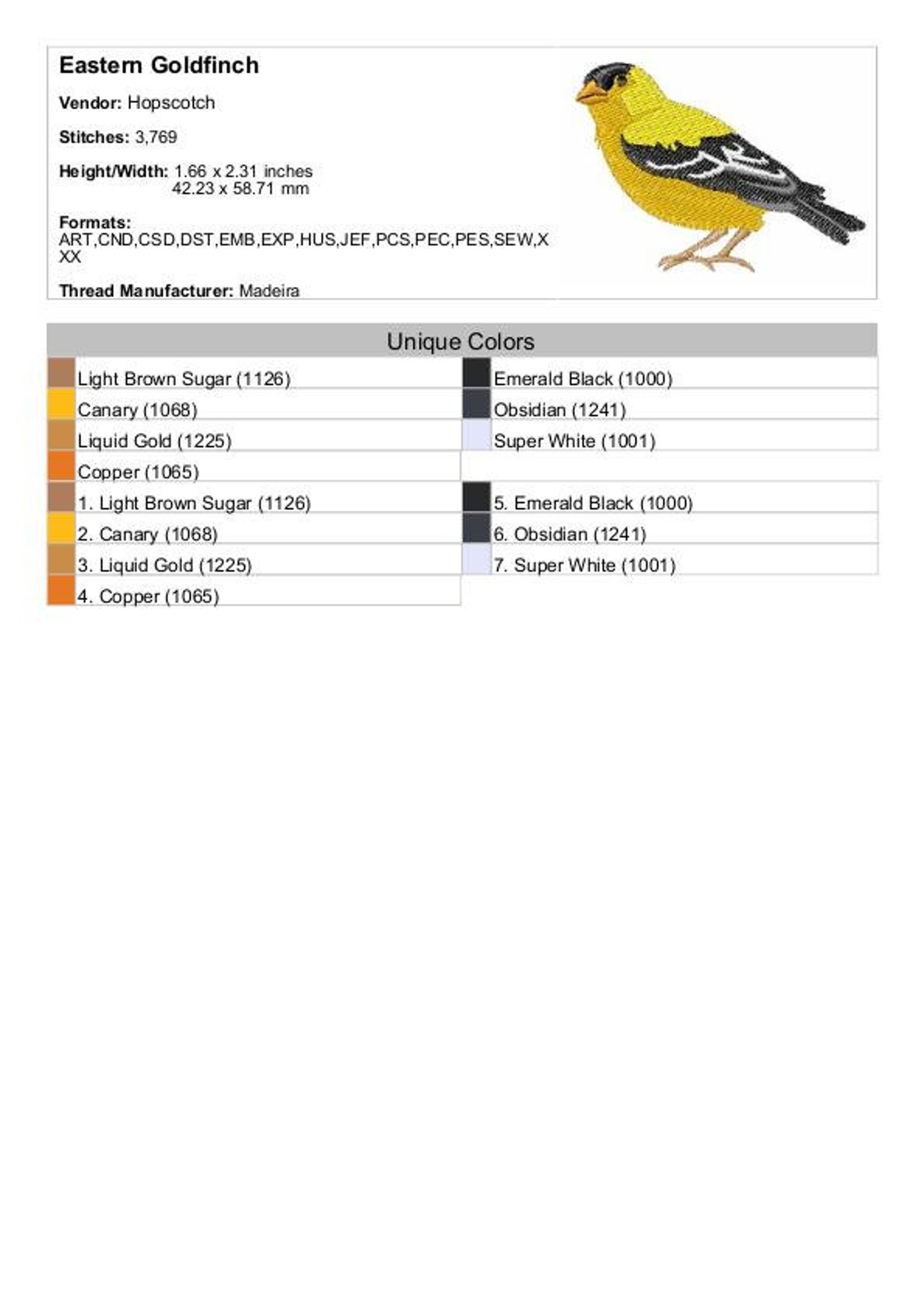 Eastern Goldfinch - Machine Embroidery Design, American Goldfinch ...
