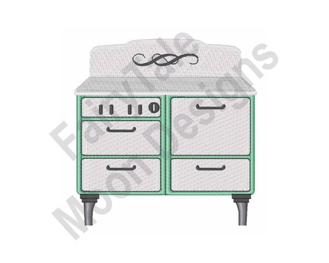 Vintage Oven Machine Embroidery Design, Vintage Stove Embroidery ...