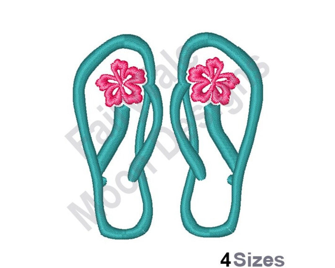 Floral Flip Flops Machine Embroidery Design Exotic Flip - Etsy