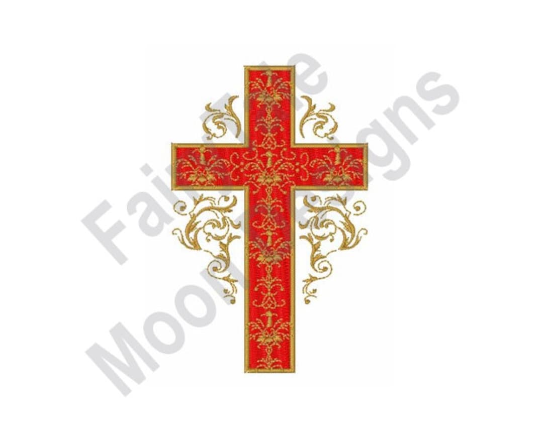 Embellished Cross - Machine Embroidery Design, Decorated Christian ...