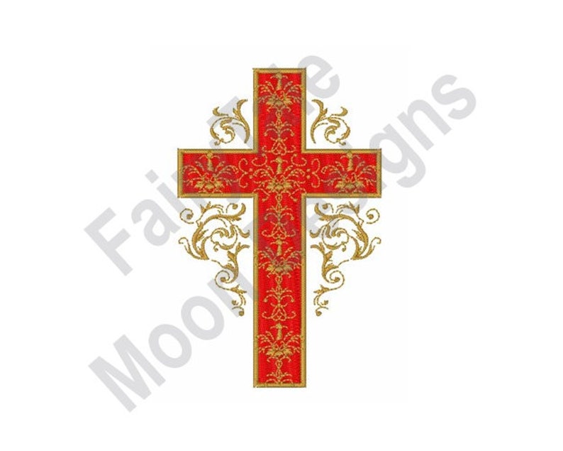 Embellished Cross Machine Embroidery Design Decorated | Etsy