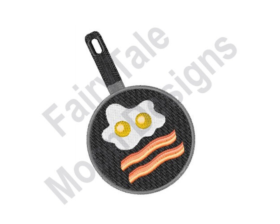 Eggs & Bacon - Machine Embroidery Design, Frying Pan Embroidery Pattern ...