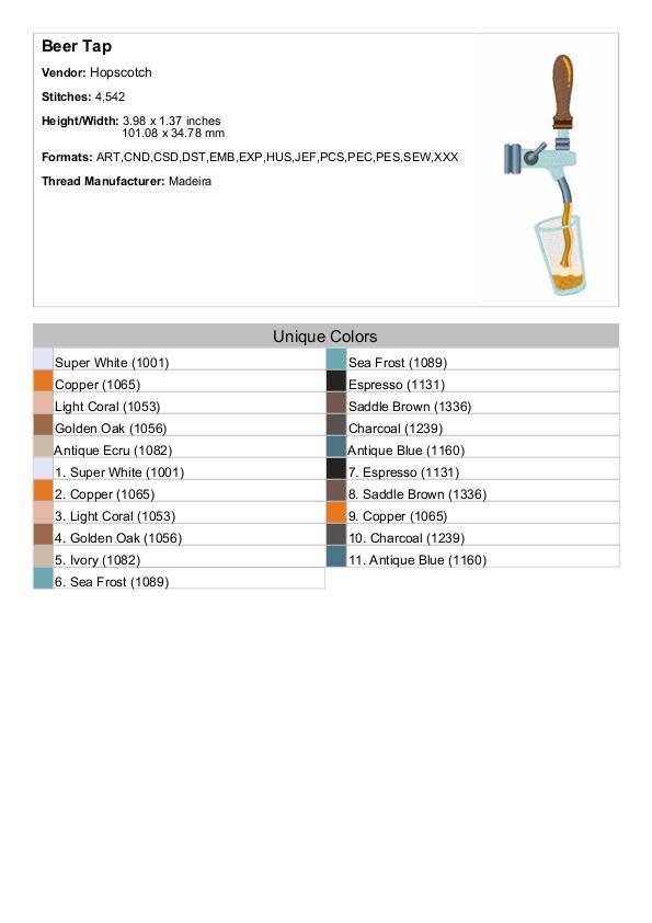 Beer Tapping Machine Embroidery Design Beer Tap Design - Etsy