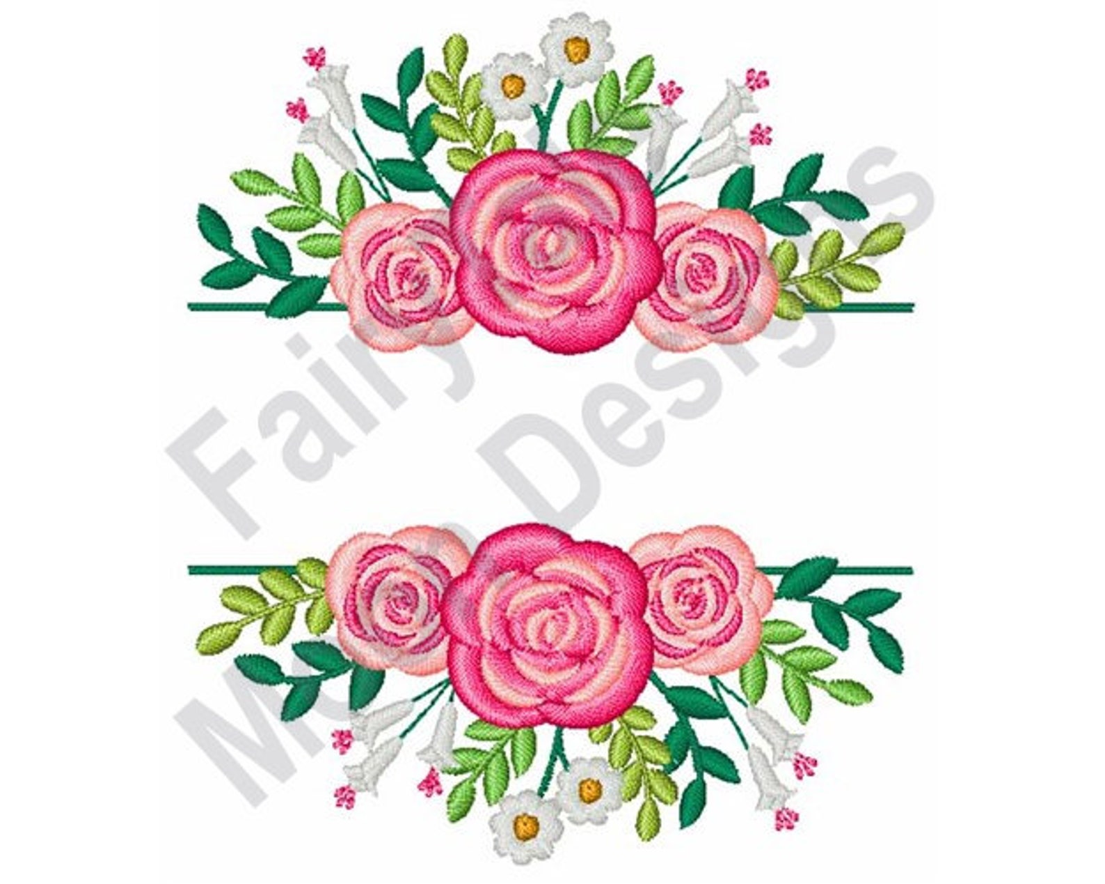 Flower Split Frame - Machine Embroidery Design, Red Roses Floral ...