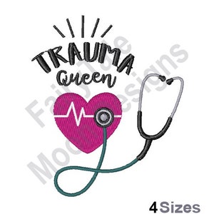 Trauma Queen - Machine Embroidery Design, Heart Stethoscope Embroidery ...