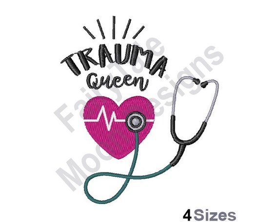 Trauma Queen Machine Embroidery Design Heart Stethoscope - Etsy