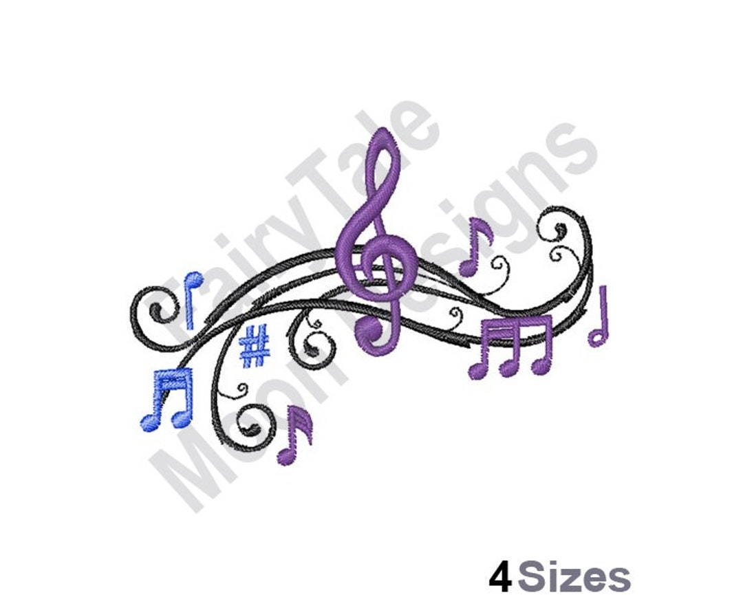 Musical Notes - Machine Embroidery Design, Treble Clef Embroidery ...