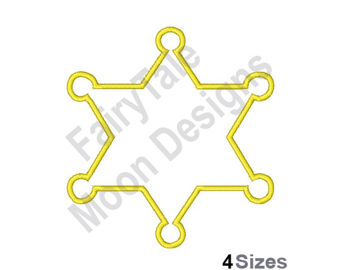 Police Badge Outline - Machine Embroidery Design, Sheriff Star Badge ...