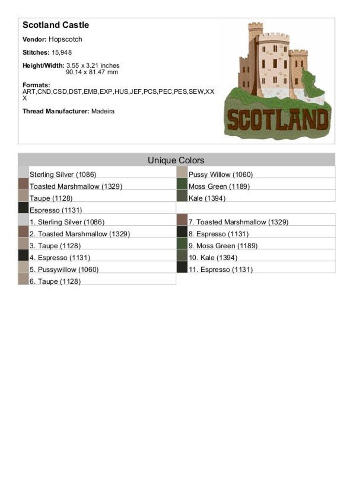 Scotland Castle - Machine Embroidery Design, Scottish Castle Embroidery ...