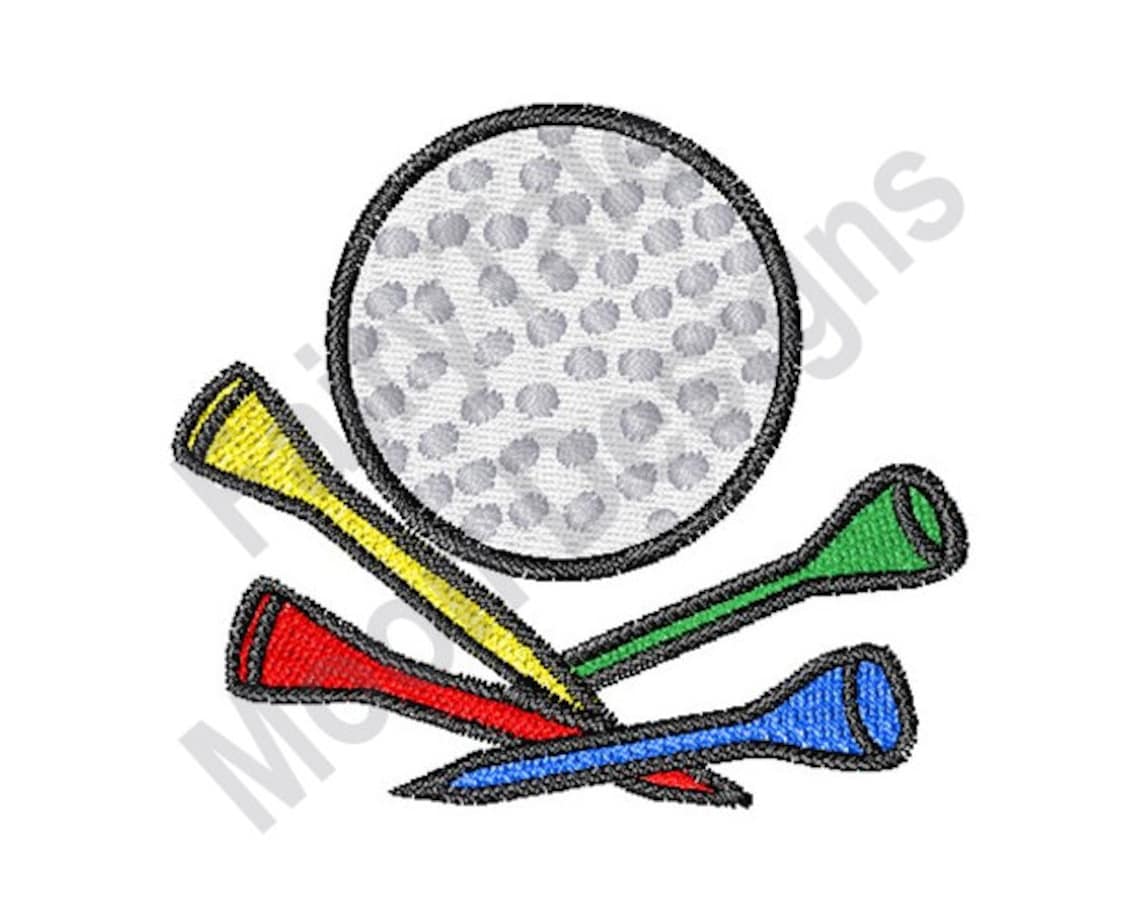 Golf Ball and Golf Tees - Machine Embroidery Design, Golfing Embroidery ...