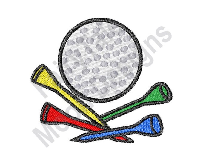 Golf Ball and Golf Tees Machine Embroidery Design Golfing - Etsy