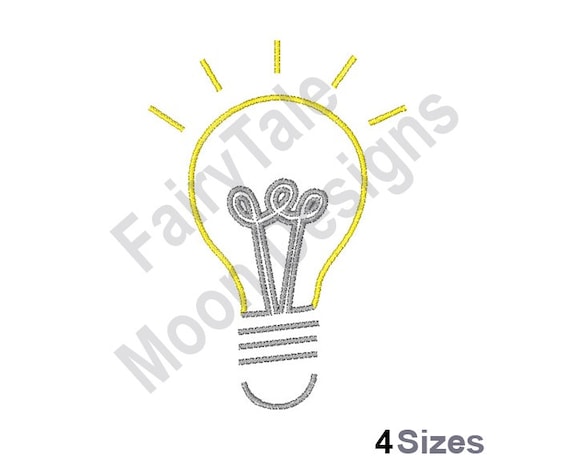 Light Bulb Outline Machine Embroidery Design Incandescent | Etsy