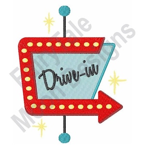 Diner Drive in Sign - Machine Embroidery Design, Retro Diner Sign ...