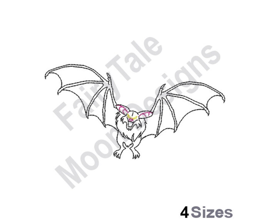 Bat Outline Machine Embroidery Design, Flying Bat Embroidery Pattern ...