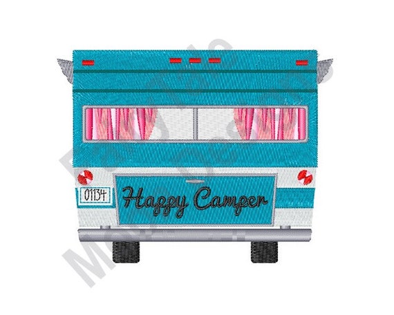 Happy Camper Machine Embroidery Design Summer Camping | Etsy