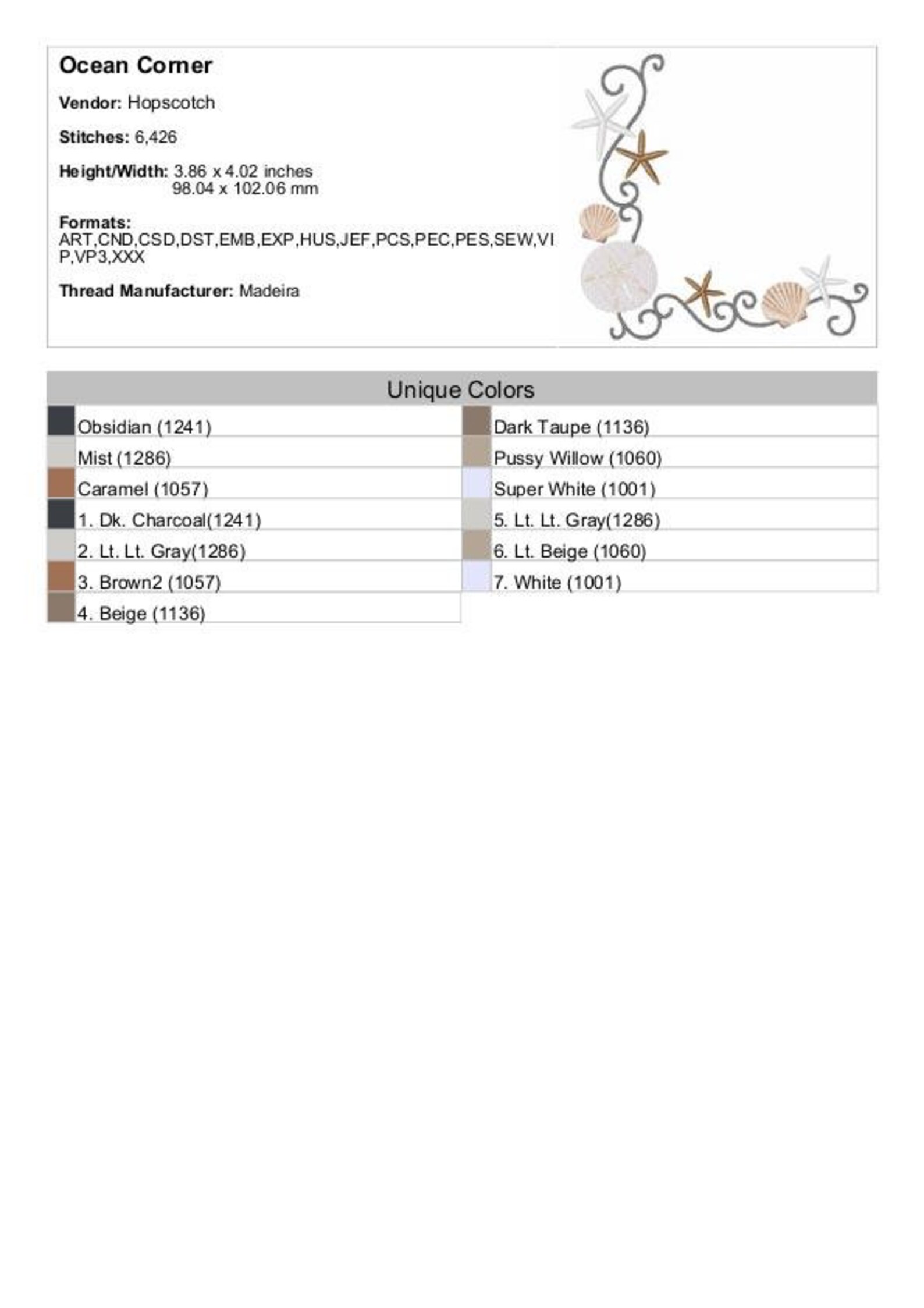 Nautical Corner Machine Embroidery Design Seashell & | Etsy