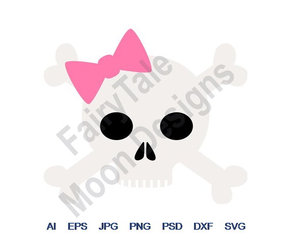 Girly Skull Svg Dxf Eps Png Jpg Vector Art Clipart | Etsy