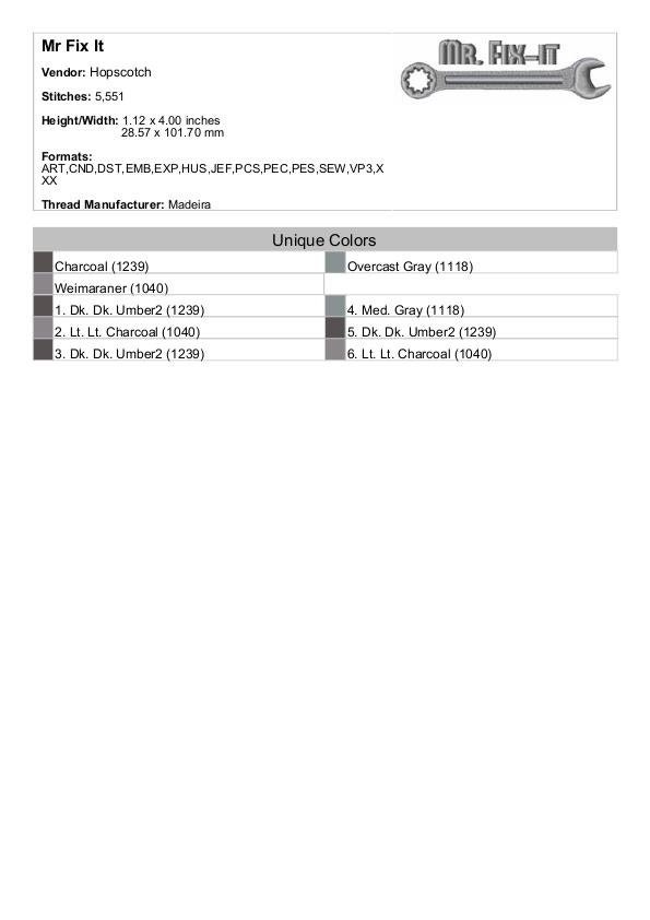 Mr. Fix-it Machine Embroidery Design Mechanic Spanner - Etsy