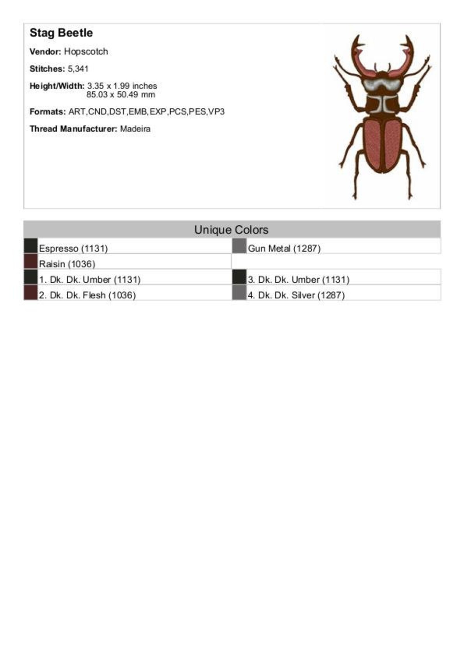 Stag Beetle Machine Embroidery Design Pinching Bug - Etsy