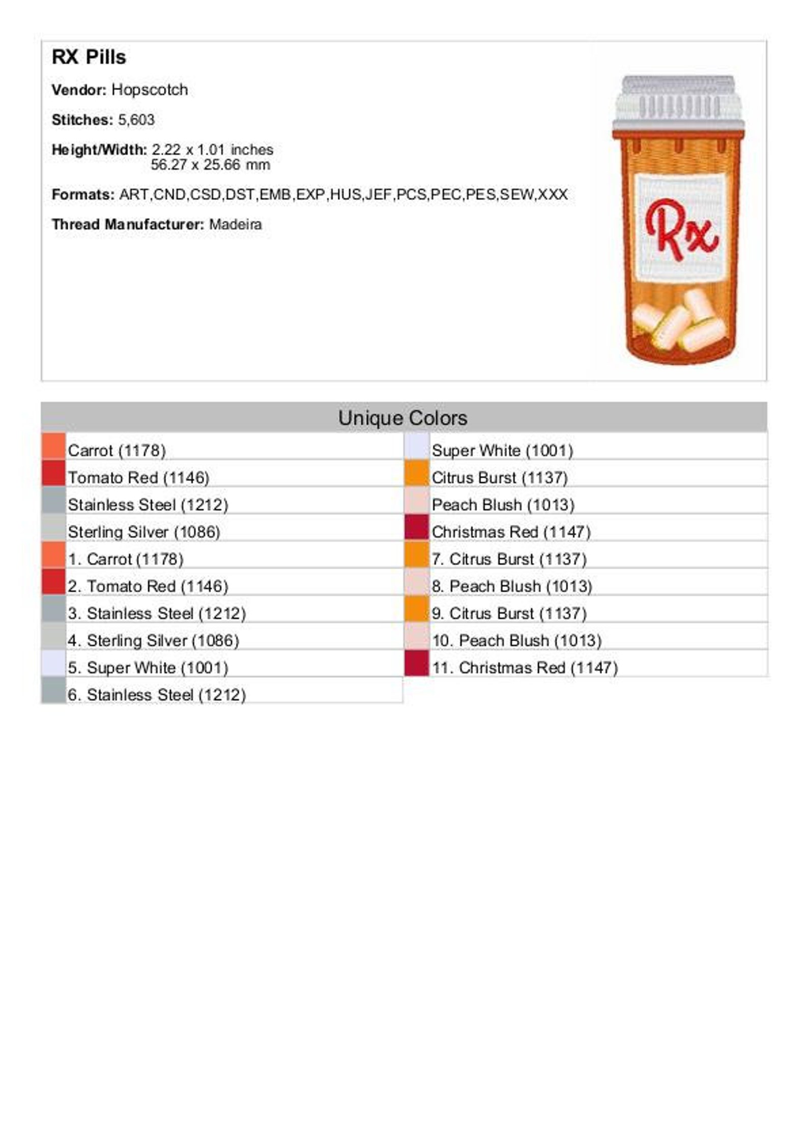 Rx Pills Machine Embroidery Design Pill Bottle Medicine - Etsy