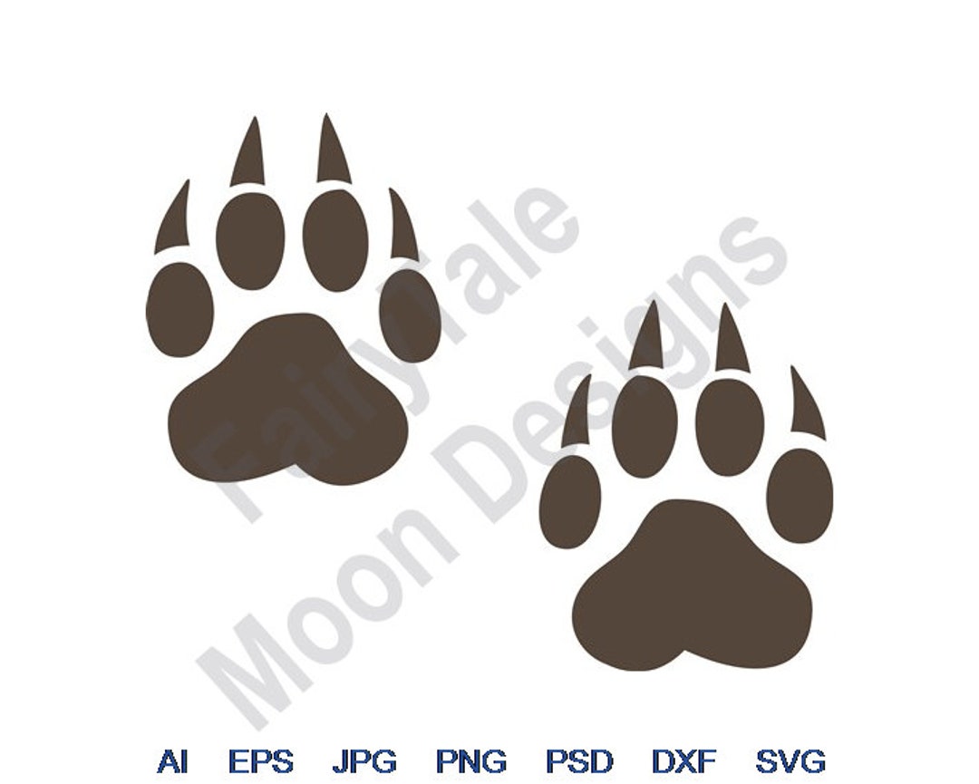 Paw Print Svg Dxf Eps Png Jpg Vector Art Clipart Cut - Etsy