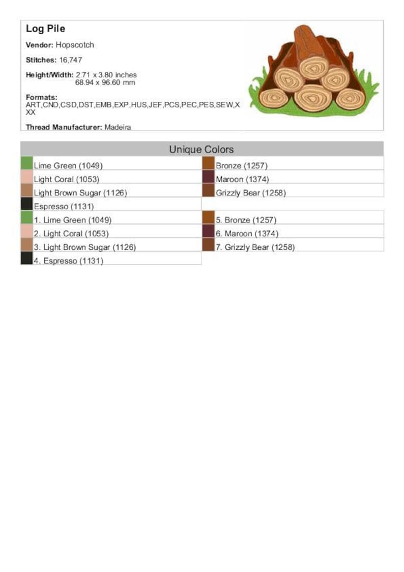Log Pile Machine Embroidery Design Wood Pile Embroidery | Etsy