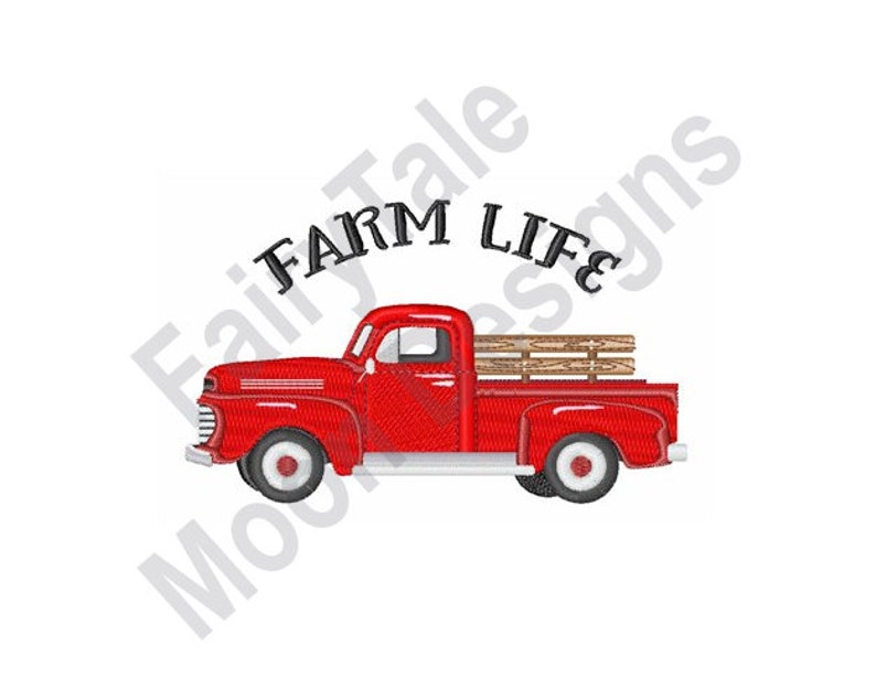 Farm Life - Machine Embroidery Design, Red Pickup Truck Embroidery ...