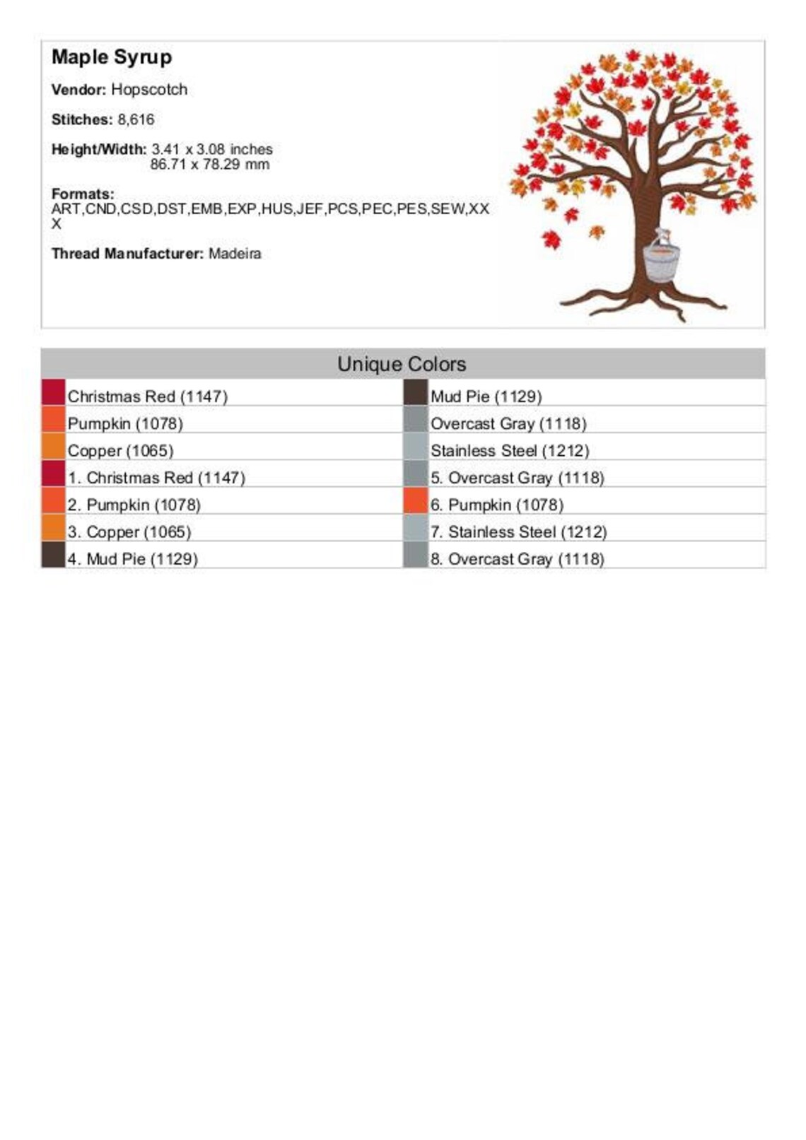 Maple Syrup Machine Embroidery Design Maple Tree Embroidery - Etsy