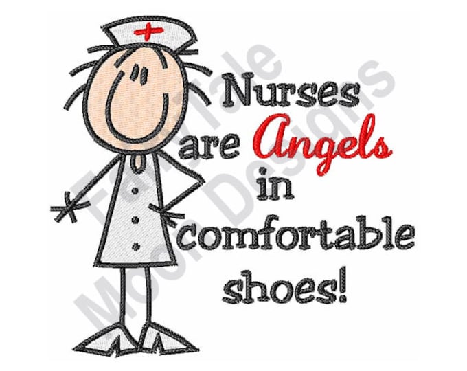 Nurses Are Angels Machine Embroidery Design Stick Figure - Etsy
