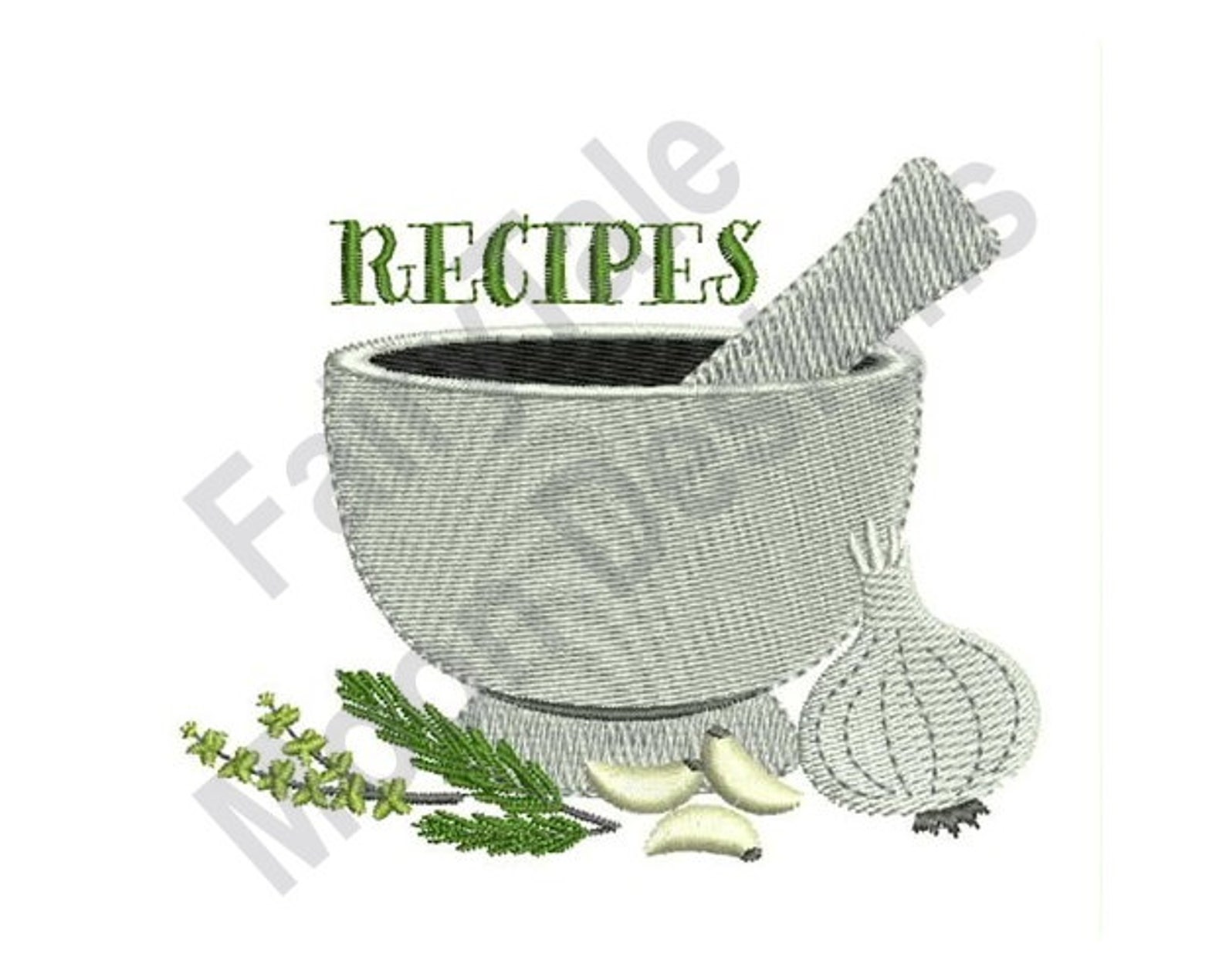 Recipes Machine Embroidery Design Mortar and Pestle - Etsy