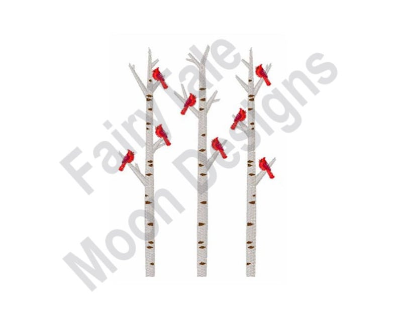 Cardinals in Birch Trees - Machine Embroidery Design, Cardinals ...