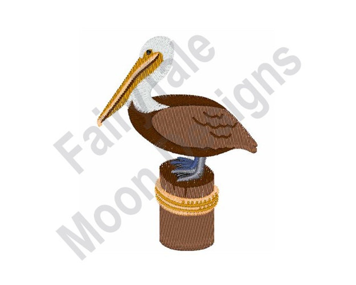 Brown Pelican Machine Embroidery Design Pelican Embroidery | Etsy