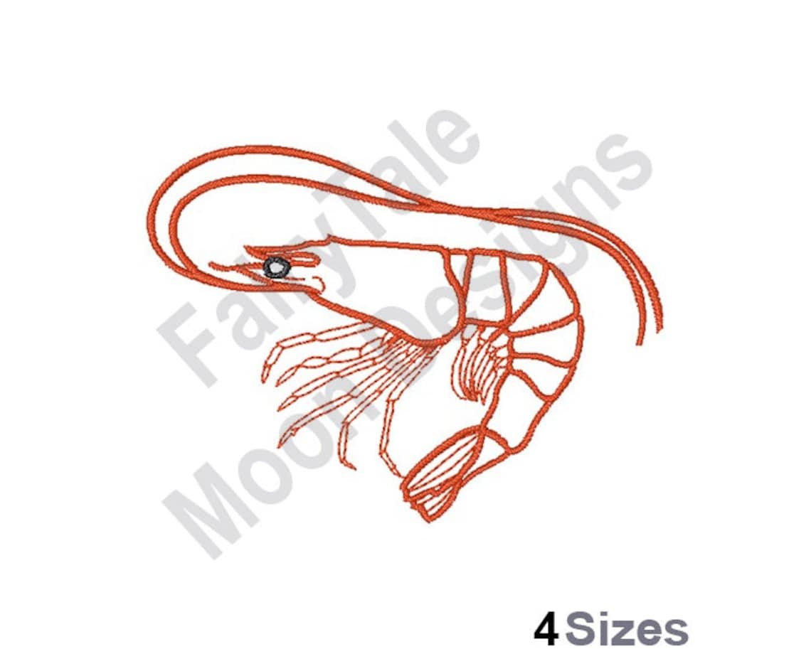 Shrimp Outline - Machine Embroidery Design, Shrimp Embroidery Pattern ...