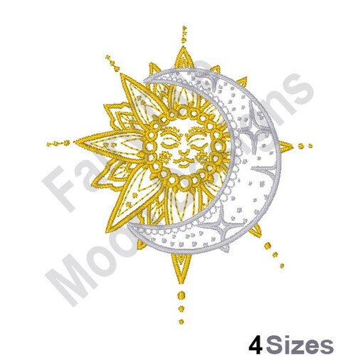 Sun & Moon Machine Embroidery Design Celestial Moon and Sun - Etsy