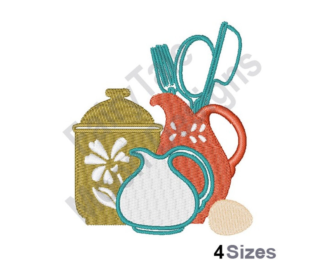 Kitchen Utensils - Machine Embroidery Design, Kitchenware Embroidery ...