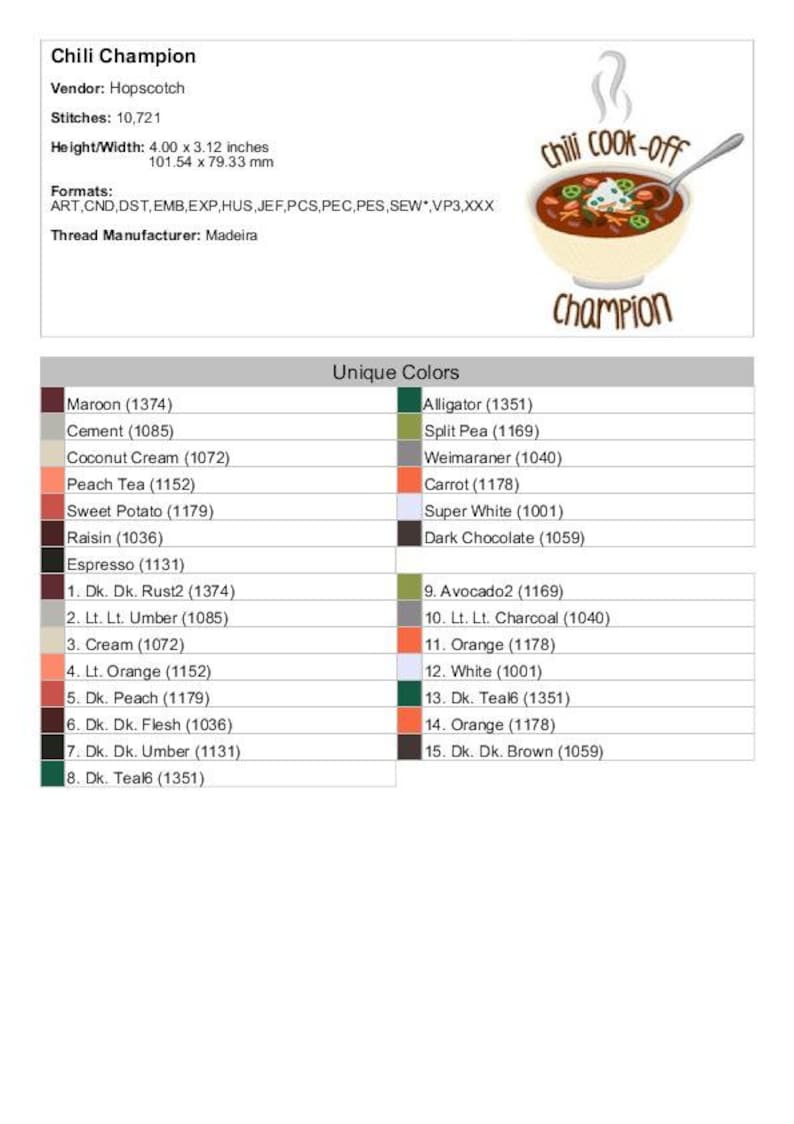 Chili Cook-off Champion - Machine Embroidery Design, Chili Con Carne ...