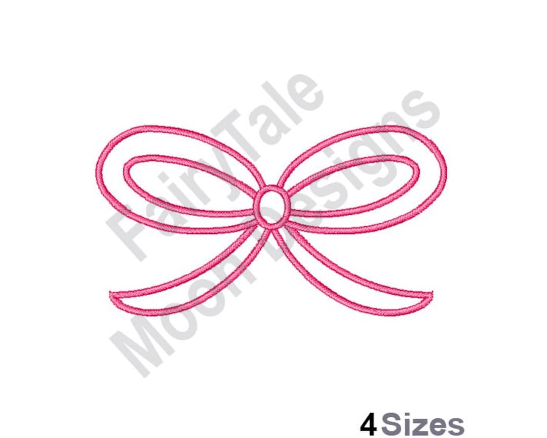 Pink Bow - Machine Embroidery Design, Bow Outline Embroidery Pattern - Etsy