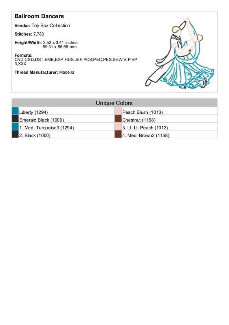 Ballroom Dancers - Machine Embroidery Design, Dancing Couple Outline ...