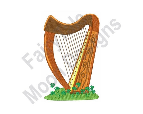 Celtic Harp Machine Embroidery Design Irish Harp Embroidery | Etsy