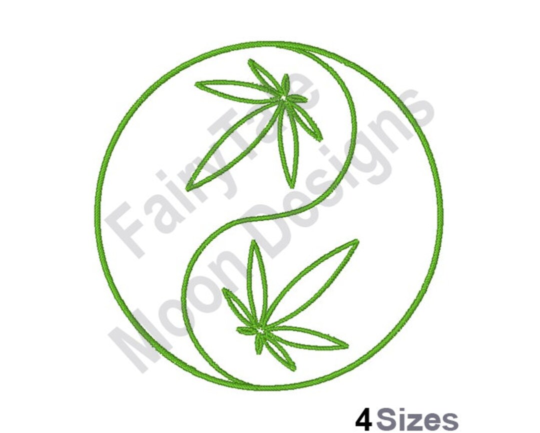 Weed Yin Yang - Machine Embroidery Design, Ying Yang Symbol Outline ...