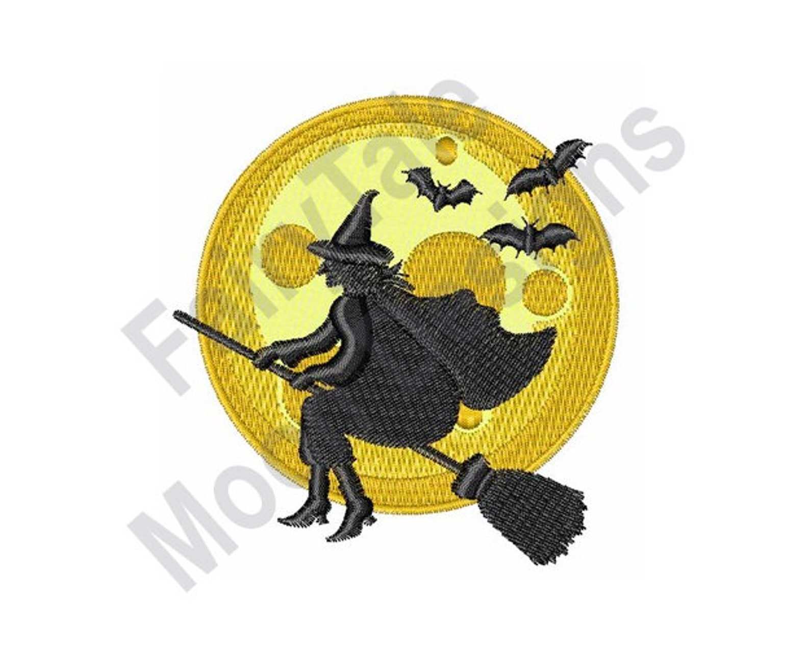 Flying Witch - Machine Embroidery Design, Halloween Witch Embroidery ...