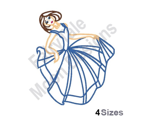 Woman Outline Machine Embroidery Design Ballroom Dancer | Etsy