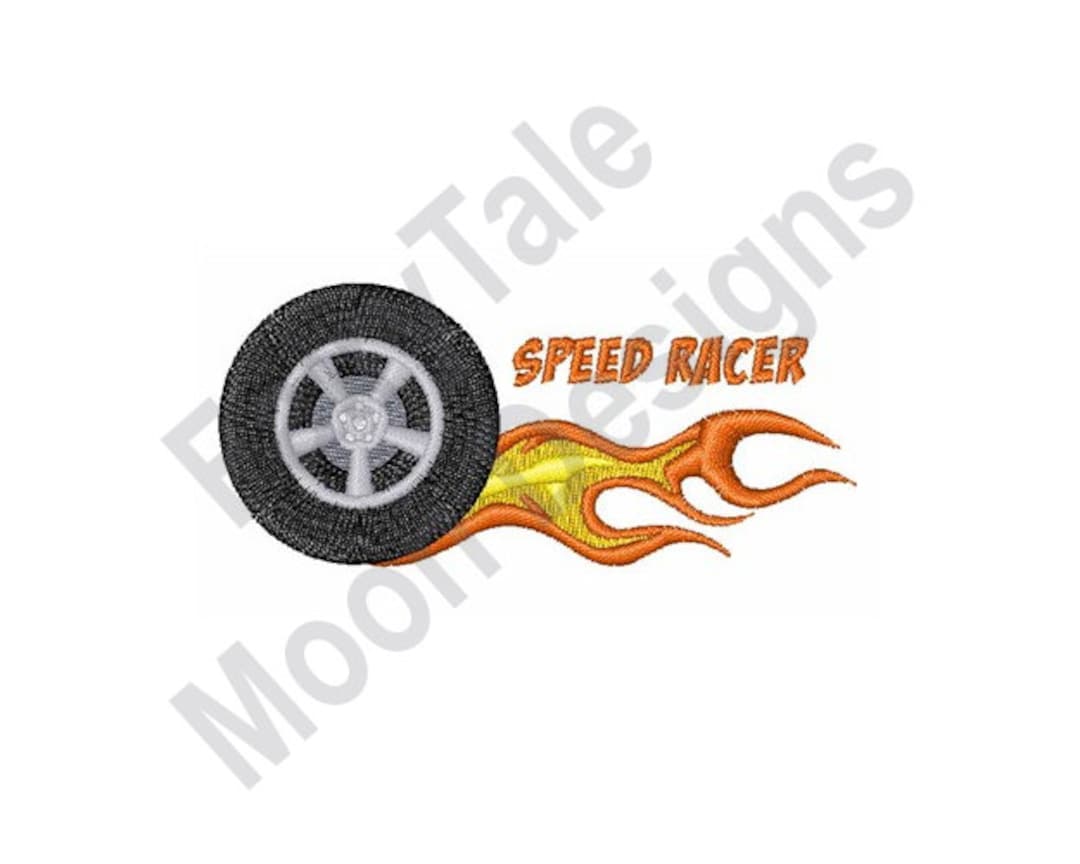 Speed Racer - Machine Embroidery Design, Flaming Tire, Racing Tire ...