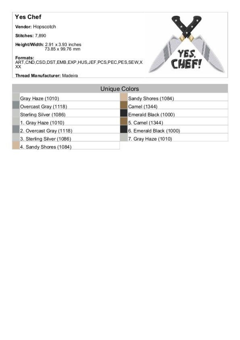 Yes Chef Machine Embroidery Design Chef's Crossed | Etsy