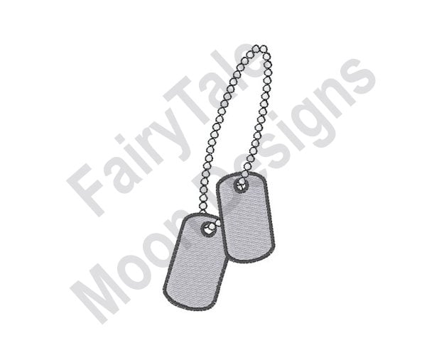Dog Tags on Ball Chain - Machine Embroidery Design, Identification Tag ...