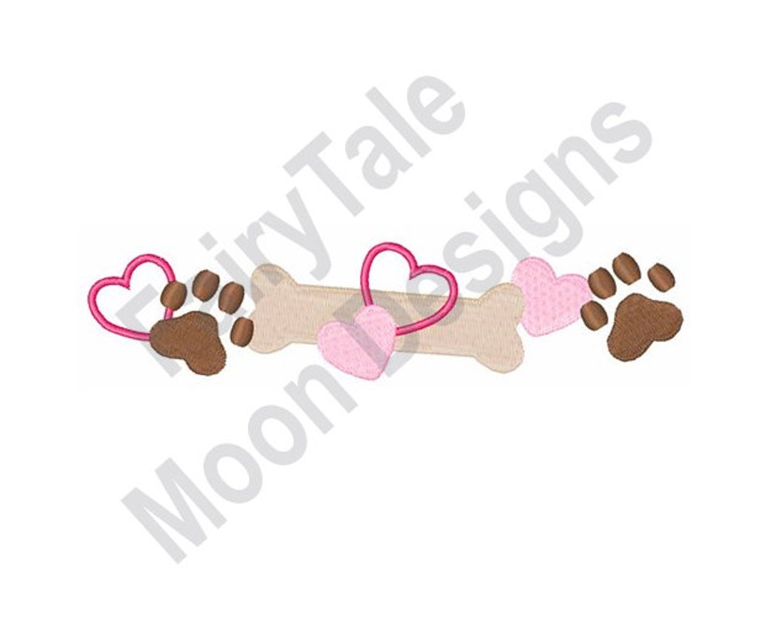 Dog Paws and Bones Border - Machine Embroidery Design, I Love My Dog ...