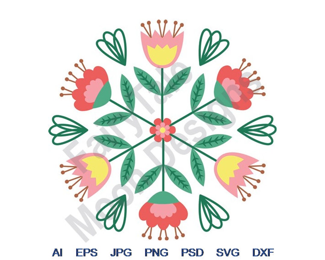 Folk Art Flowers Svg, Dxf, Eps, Png, Jpg, Vector Art, Clipart, Cut File ...