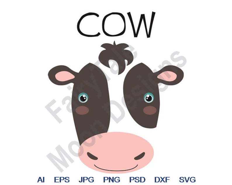 Cow Svg Dxf Eps Png Jpg Vector Art Clipart Cut File - Etsy