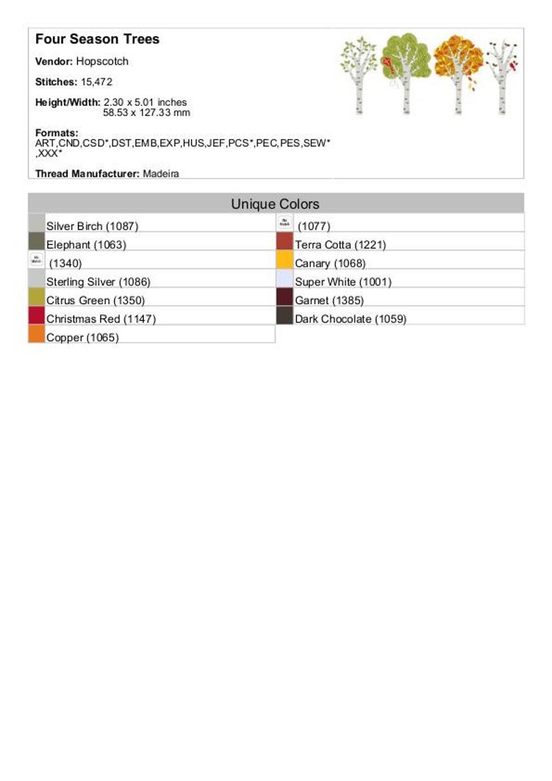 Four Season Trees - Machine Embroidery Design, Birch Trees Embroidery ...