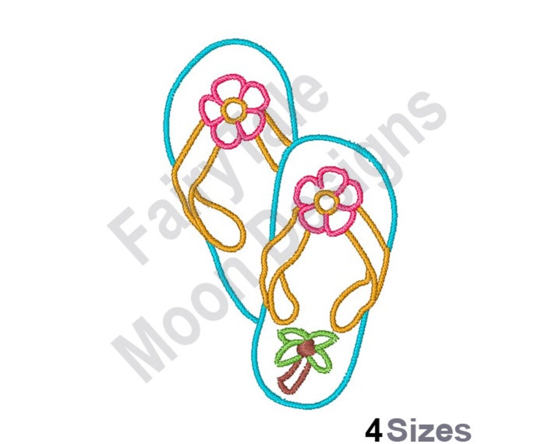 Exotic Flip Flops - Machine Embroidery Design, Floral Flip Flops ...